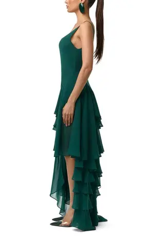 Naked Wardrobe Sleeveless Asymmetrical Ruffle High-low Dress