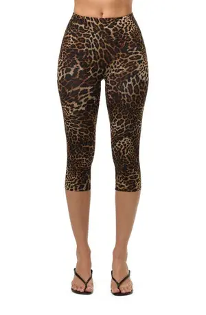 Naked Wardrobe Capri Leggings - Spotted Leopard