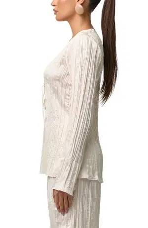 Naked Wardrobe Plissé Tie-front Satin Top