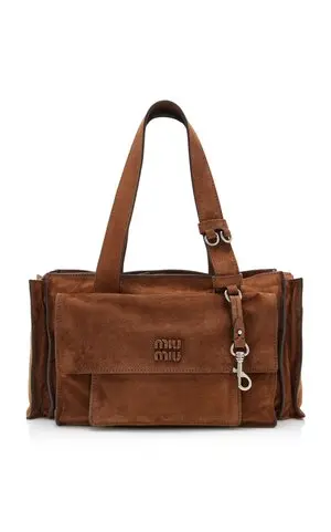 Miu Miu Utilitaire Suede Shopper - Neutral