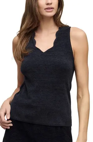 Barefoot Dreams Cozychic® Ultra Lite® Scallop Tank - Black