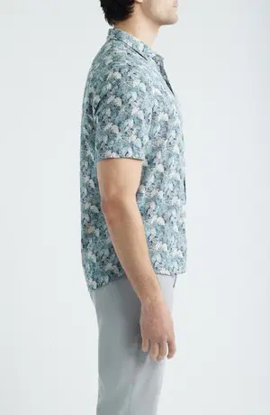Johnnie-o Ragland Botanical Print Cotton Blend Sport Shirt