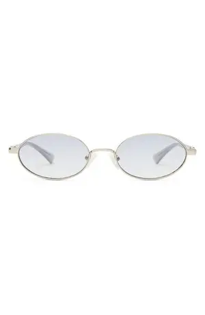 Le Specs 55mm Icicle Oval Sunglasses Silver/smoke Mono