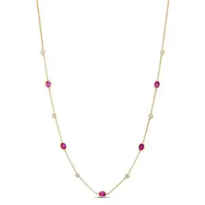 Benbridge Ruby And Diamond Station Necklace - Red