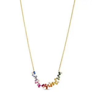 Benbridge 14k Yellow Gold Baguette Rainbow Sapphire Necklace - Multicolored