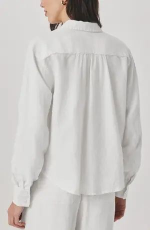 Splendid Stella Linen Button-down Shirt - White
