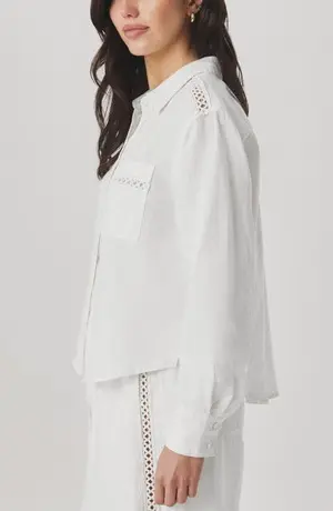 Splendid Stella Linen Button-down Shirt - White