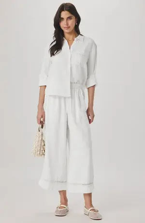 Splendid Stella Linen Button-down Shirt - White