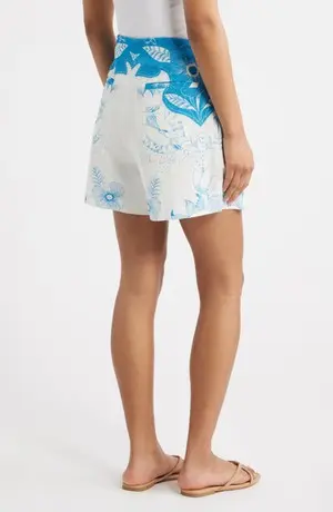 CLEOBELLA Placed Print Cotton & Linen Shorts