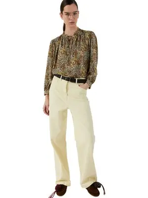Gerard Darel Carinne Tie Neck Floral Blouse