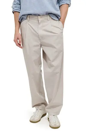 ALEX MILL Georges Pleated Cotton Pants - Stone