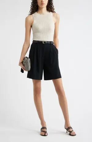 Nordstrom Pleated Trouser Shorts - Black