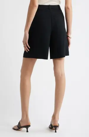 Nordstrom Pleated Trouser Shorts - Black