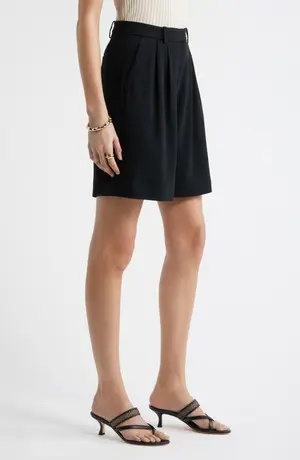 Nordstrom Pleated Trouser Shorts - Black