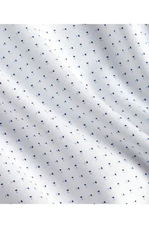 David Donahue Slim Fit Neat Cotton Stretch Twill Dress Shirt - White/navy