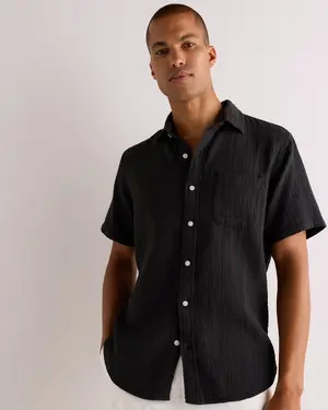 Quince Gauze Short Sleeve Shirt - Black