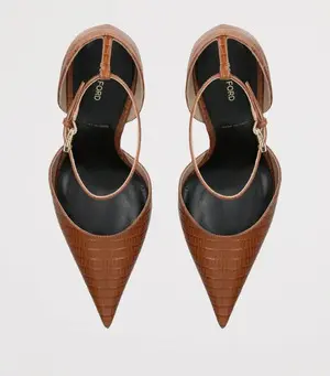 TOM FORD Leather Snakeskin-effect Vertigo Heeled Sandals 105 - Beige