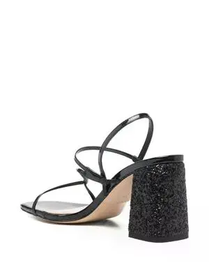 Sandro Glitter Block-heeled Sandals - Black