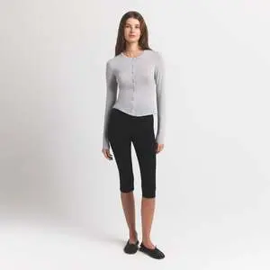 SKIMS Sheer Modal Cardigan With Covered Buttons - Heather Grey