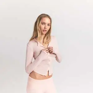 SKIMS Sheer Modal Cardigan With Covered Buttons - Primrose