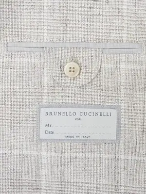 Brunello Cucinelli Double-breasted Checked Linen-blend Suit Jacket - Neutrals