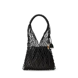 Ralph Lauren Macramé Calfskin Tote - Black