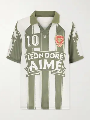 Aimé Leon Dore Logo Appliquéd Striped Jersey T-shirt - Green