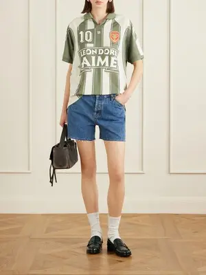 Aimé Leon Dore Logo Appliquéd Striped Jersey T-shirt - Green