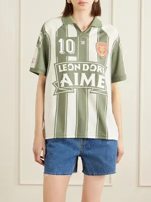 Aimé Leon Dore Logo Appliquéd Striped Jersey T-shirt - Green
