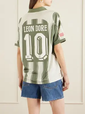 Aimé Leon Dore Logo Appliquéd Striped Jersey T-shirt - Green