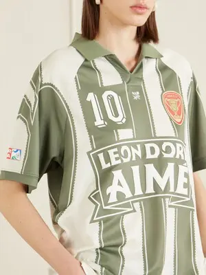 Aimé Leon Dore Logo Appliquéd Striped Jersey T-shirt - Green