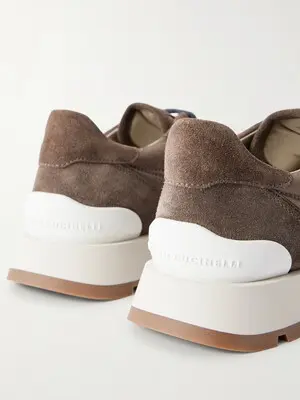 Brunello Cucinelli Monili Bead-embellished Shell Sneakers - Brown