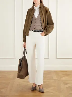 Brunello Cucinelli Metallic Ribbed-knit Cardigan - Brown