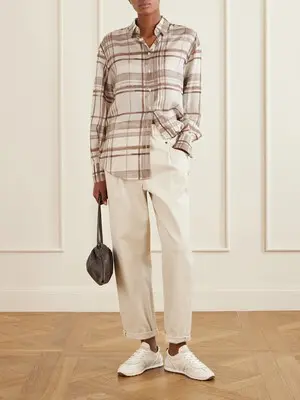 Brunello Cucinelli Checked Silk-satin Shirt