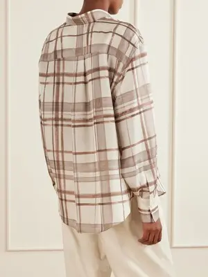 Brunello Cucinelli Checked Silk-satin Shirt