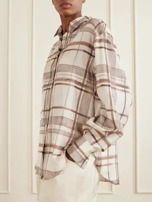 Brunello Cucinelli Checked Silk-satin Shirt