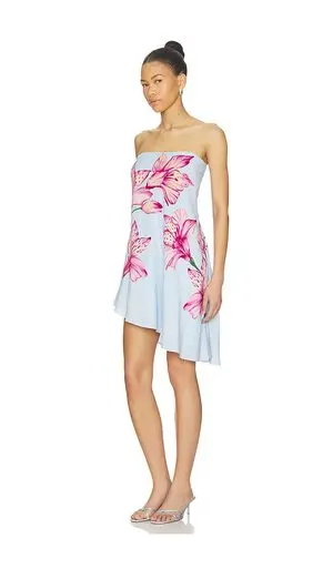 Rococo Sand Printed Strapless Mini Dress - Blue