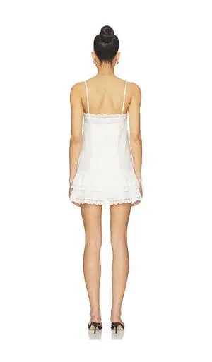 Rococo Sand Lace Trimmed Tiered Mini Dress