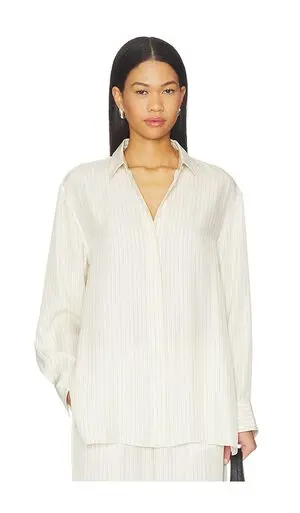 Theory Hi Low Sateen Blouse - Rice Multi
