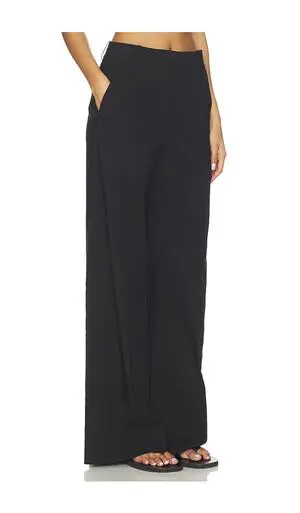 Theory High Waisted Wide Leg Trousers - Black