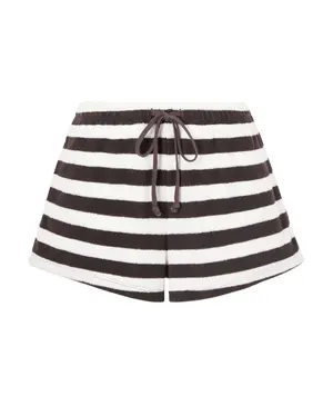 Suzie Kondi Shallis Striped Cotton-blend Terry Shorts - Brown