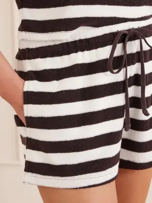 Suzie Kondi Shallis Striped Cotton-blend Terry Shorts - Brown