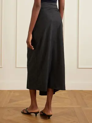 RÓHE Crinkled-satin Midi Skirt With Knot Detailing