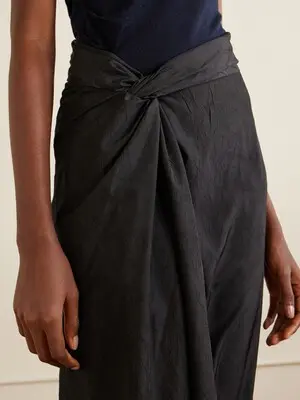 RÓHE Crinkled-satin Midi Skirt With Knot Detailing