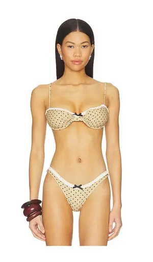 With Jéan Polka Dot Bikini Top - Biscuit