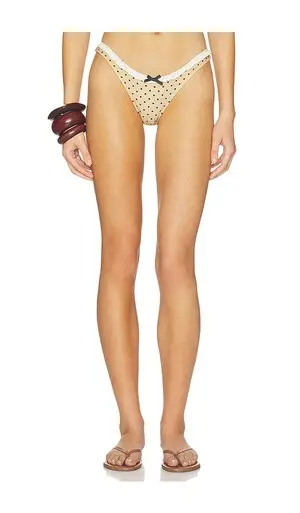 With Jéan Jeanie Polka Dot Bikini Bottom - Biscuit