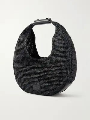Staud Moon Large Raffia Tote - Black