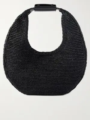 Staud Moon Large Raffia Tote - Black