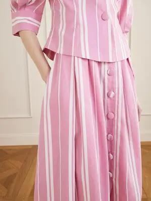 DESTREE Irving Striped Cotton And Linen-blend Maxi Skirt - Pink