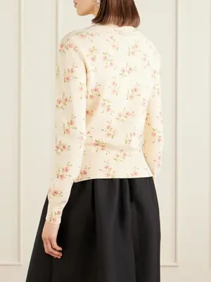 Simone Rocha Floral-print Knitted Cardigan